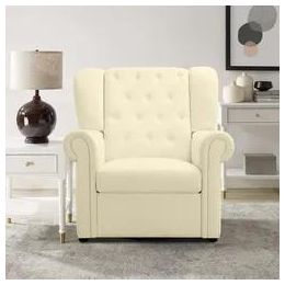 Relaxsessel LEONIQUE "Lillyse", beige (creme), B:88cm H:107cm T:87cm, 100% Polyester, Sessel, Drehbar und mit Schaukelfunktion