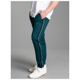 Jerseyhose TRIGEMA "TRIGEMA Jogginghose mit Seitenstreifen", Herren, Gr. L, US-Größen, saphir, 70% Baumwolle, 30% Polyester, Basic, Hosen