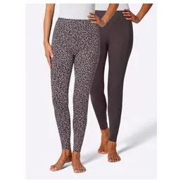 Leggings, Damen, Gr. 40/42, Normalgrößen, grau (taupe), 95% Baumwolle, 5% Elasthan, unifarben, Hosen