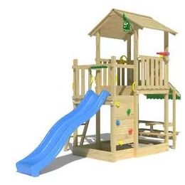 Spielturm Jungle Gym "Keep", blau, Spieltürme, KinderB:419cm H:307cm T:181cm, Holzwerkstoff, Spielanlage mit Mini Market und Rutsche mit Wasseranschluss, B:419cm H:307cm T:181cm