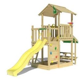 Spielturm Jungle Gym "Keep", gelb, Spieltürme, KinderB:419cm H:307cm T:181cm, Holzwerkstoff, Spielanlage mit Mini Market und Rutsche mit Wasseranschluss, B:419cm H:307cm T:181cm