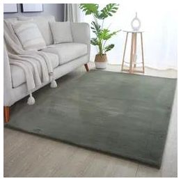 Hochflor-Teppich Ayyildiz TEPPICHE "POUFFY 5100", gr&uuml;n, B:240cm H:20mm L:340cm, Polyester, Teppiche, L&auml;ufer, weicher glatter Softflor, Kaninchen Fell Haptik, waschbar