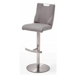 Bistrostuhl MCA furniture "GIULIA Barstuhl Tresenstuhl Tresenhocker", grau (eisgrau, edelstahl gebürstet), B:39cm H:88cm T:50cm, Leder, Stühle, Barhocker,Bistrohocker,Barstuhl,drehbar,Sitzhöhe 53-78cm,mit Lehne