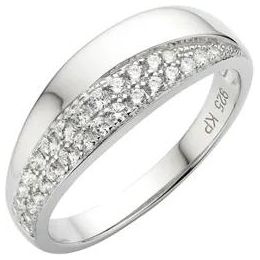 Fingerring ZEEme "Silber 925 rhodiniert mit Zirkonia weiß" Gr. 19, weiß, Fingerringe, Damen, 060 (19,1), Silber 925 (Sterlingsilber)