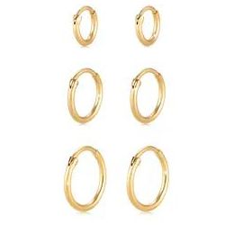 Ohrring-Set Elli "Ohrring Set Trio 925 Sterling Silber", gold, Ohrringe, Damen, onesize, ohne Stein, Silber 925 (Sterlingsilber)