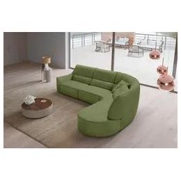 Ecksofa Egoitaliano "Puffy, extravagant & edel, Retro Designsofa, hoher Sitzkomfort, L-Form", grün (kiwi), B:330cm H:88cm T:205cm, Sofas, mit Ottomane, wahlweise mit und ohne elektrischer Relaxfunktion