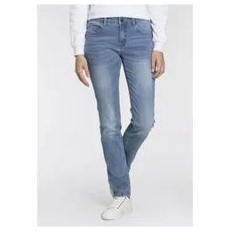 Relax-fit-Jeans Kangaroos "RELAX-FIT HIGH WAIST", Damen, Gr. 34, N-Gr, blau (light blau u), Denim/Jeans, Obermaterial: 67% Baumwolle, 32% Polyester (REPREVE), 1% Elasthan, Abriebeffekte, vintage, Basic, relaxed fit knöchelfrei, Jeans, knöchelfreie Schnittform, krempelbare Beinabschlüsse