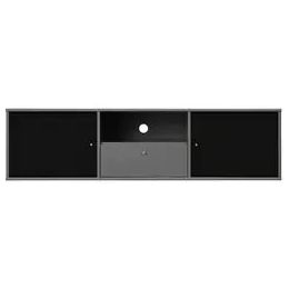 TV-Board HAMMEL FURNITURE "Mistral Fernsehschrank, Medienm&ouml;bel, H&auml;ngend", grau (anthrazit), B:161,5cm H:41,6cm T:45cm, Holzwerkstoff, MDF, Massivholz, Sideboards, TV-Board, T&uuml;ren mit Akustikstoff, Schublade, Lowboard, B: 161,5 cm