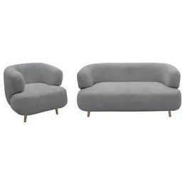 Polstergarnitur Andas "Tistam", grau (grau,), H:73cm T:86cm, 95% Polyester, 5% Nylon, Sitzmöbel-Sets, 2-teilig, 2-Sitzer und Sessel, runde, organische Form