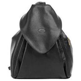 Pike Cityrucksack PIKÉ "ANNA MARIA", Gr. B/H/T: 31cm x 25cm x 8cm, onesize, schwarz, Leder, Rindsleder, leicht glänzend, Rucksäcke, echt Leder, Made in Italy