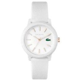 Quarzuhr Lacoste "Lacoste 12.12 LADIES", weiß, Armbanduhren, Damen, Armbanduhr, Damenuhr, Mineralglas, analog, Silikonarmband
