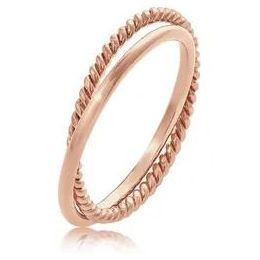 Fingerring Elli "Wickelring Klassik Fein Gedreht Schmuck Geschenk 925 Silber" Gr. 52, rosa (rosegold), Fingerringe, Damen, 52mm, ohne Stein, Silber 925 (Sterlingsilber), Fingerring