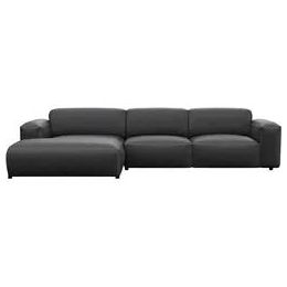 Ecksofa FLEXLUX "Lucera bequem und komfortabel durch hochwertigen Sitzaufbau, L-Form", schwarz (deep schwarz), B:319cm H:73cm T:171cm, 100% Echteder, Sofas, modern & anschmiegsam, Kaltschaum, Stahl-Wellenunterfederung