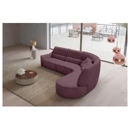 Ecksofa Egoitaliano "Puffy, extravagant & edel, Retro Designsofa, hoher Sitzkomfort, L-Form", lila (plum), B:330cm H:88cm T:205cm, Sofas, mit Ottomane, wahlweise mit und ohne elektrischer Relaxfunktion