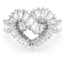 Fingerring Swarovski "Matrix Cocktail Herz" Gr. 50, silber (metallfarben, kristallweiß), Fingerringe, Damen, 50, Metall, 2,5mm, mit Swarovski Kristall