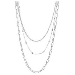 Edelstahlkette Firetti "Schmuck Geschenk Trio Layerkette", silber (edelstahlfarben), Halsketten, Damen, Edelstahl, L: 45, Edelstahlkette