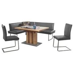 K+w Komfort & Wohnen Essgruppe K+W KOMFORT & WOHNEN "Santos III", grau (zinn,), B:158cm H:86cm T:205cm, Sitzmöbel-Sets, gepolsterte Eckbank und Stühle, langer Schenkel rechts oder links