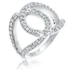 Fingerring Elli "Love Knots Kristalle 925 Silber" Gr. 52, weiß, Fingerringe, Damen, 52mm,mit Steinen, Silber 925 (Sterlingsilber), 1,5mm