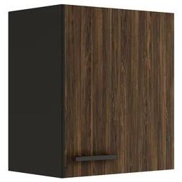 H&auml;ngeschrank Optifit "Palma", schwarz (rillendekor nussbaum, anthrazit), B:50cm H:57,6cm T:34,6cm, Holzwerkstoff, Schr&auml;nke, H&auml;ngeschrank, Breite 50 cm, 1 T&uuml;r, 1 Einlegeboden