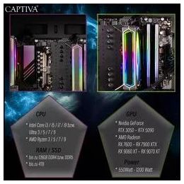 Captiva Gaming-PC "Advanced Gaming I77-621", schwarz, ohne Betriebssystem, 32 GB RAM 2.000 GB SSD, Desktop-PCs