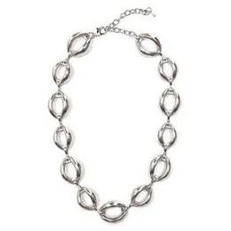 Collier Firetti "Halsschmuck Gliederkette", grau (metallfarben), Halsketten, Damen, Metall, L: 48 B: 18mm, Collier, B:18mm