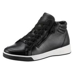 Schn&uuml;rboots Ara "ROM", Damen, Gr. 8,5 (42,5), schwarz, Glattleder, Schuhe Schn&uuml;rboots, Keilabsatz, High Top-Sneaker, Freizeitschuh in Schuhweite G = weit
