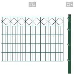 Doppelstabmattenzaun Arvotec "ESSENTIAL 100 zum Einbetonieren "Karo" mit Zierleiste", grün (dunkelgrün), H:100cm, Kunststoff, Stahl, Zaunelemente, Zaunhöhe 100 cm, Zaunlänge 2 - 60 m
