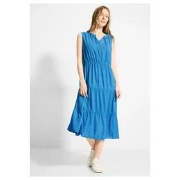 Midikleid Cecil, Damen, Gr. XXL (46), US-Gr&ouml;&szlig;en, blau (azure blau), Stoff, 80% Viskose, 20% Nylon, unifarben, normal wadenlang, Rundhals, abgesteppt, Kleider Midikleid, mit Volant