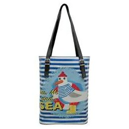 Umh&auml;ngetasche DOGO "Tall Bag Damen Schultertasche You, Me And The Sea Damen", Damen, Gr. B/H/T: 40cm x 34cm x 10cm onesize, blau, Taschen Umh&auml;ngetasche, Handgefertigt