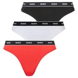 T-String HUGO UNDERWEAR "TRIPLET THONG STRIPE", Damen, Gr. XS, bunt (open miscellaneous 968), Jersey, Obermaterial: 95% Baumwolle, 5% Elasthan, unifarben, körpernah, Unterhosen, mit Logoschriftzug auf dem Bund