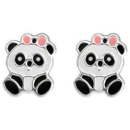 Paar Ohrstecker Firetti "Schmuck Geschenk Silber 925 Ohrschmuck Pandab&auml;r", schwarz (silberfarben, rosa, wei&szlig;, schwarz), Ohrringe, M&auml;dchen, Silber 925 (Sterlingsilber)