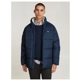Tommy Hilfiger Steppjacke TOMMY JEANS "TJM POLY PUFFER EXT", Herren, Gr. L, blau (schwarz night navy), Web, Obermaterial: 100% Polyamid, Basic hüftlang, eingesetzt elastischer Bund, Jacken, Winterjacke mit Stehkragen, gefüttertes Teddy, Innentaschen