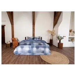 Bettw&auml;sche Kayori "Koya", blau, B/L: 135cm x 200cm, 1 Stk., 1 Stk., Mako-Satin, B/L: 80cm x 80cm, 2 Stk., Mako-Satin, Obermaterial: 100% Baumwolle, Bettw&auml;sche, Bettw&auml;sche, Hergestellt aus GOTS-zertifizierter Bio-Baumwolle