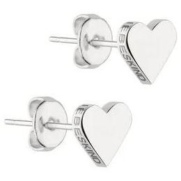 Paar Ohrstecker Liebeskind Berlin "Schmuck Geschenk Edelstahl Ohrringe Herz", silber (silberfarben), Ohrringe, Damen, Edelstahl