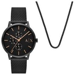 Giorgio Armani Multifunktionsuhr ARMANI EXCHANGE, schwarz, Armbanduhren, Kinder, Armbanduhr, Herrenuhr, Edelstahlarmband, Ideal auch als Geschenk