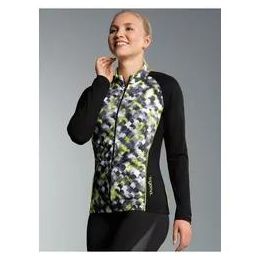 Trainingsjacke TRIGEMA "TRIGEMA Fahrradjacke mit praktischer Rückentasche", Damen, Gr. XXL, schwarz, 85% Polyester, 15% Elastan, Jacken