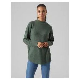 Véro Moda Strickpullover VERO MODA "VMPLAZA LS HIGHNECK LONG PULLOVER GA BOO", Damen, Gr. XL, schwarz forest detail:melange, Strick, Obermaterial: 64% Polyester, 21% Polyacryl, 8% Nylon, 4% Elasthan, 3% Wolle, meliert, oversize Po-bedeckend, hoch geschlossener Ausschnitt, Strickbündchen, Pullover