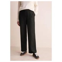 Stoffhose Cecil, Damen, Gr. XL, Länge 30, schwarz (schwarz melange), Stoff, 79% Polyester, 14% Viskose, 5% Metallpolyester, 2% Elasthan, unifarben, loose fit lang, Hosen, High Waist
