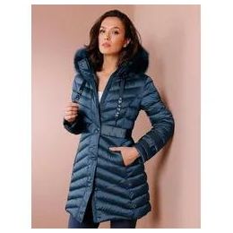 Daunenjacke Manisa, Damen, Gr. 36, blau (rauchblau), 100% Polyamid, Fellimitat:100% Polyester, Füllung:80% Daunen, 20% Federn, unifarben, Jacken