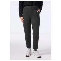 Chinohose STREET ONE STUDIO, Damen, Gr. 36, Länge 28, schwarz (anthrazit melange), Stoff, 67% Polyester, 16% Viskose, 14% Baumwolle, 3% Elasthan, kariert, comfort fit normal, Hosen, High Waist