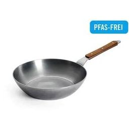 Schmorpfanne Woll "Woll Carbon Steel Hochrandpfanne", silber (silberfarben), B:28cm H:7cm L:52cm Ø:28cm, Pfannen, natürlicher Antihafteffekt nach dem Einbrennen