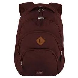 Laptoprucksack Travelite "BASICS Melange", Gr. B/H/T: 31cm x 45cm x 16cm, rot (bordeaux), Polyester, unifarben, Basic, Rucks&auml;cke Laptoprucksack, Freizeitrucksack Arbeitsrucksack Schulrucksack Reiserucksack