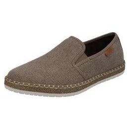 Espadrille Rieker, Damen, Gr. 44, grau (taupe), Textil, Schuhe Espadrille, Slipper, Strandschuh, Sommerschuh mit Stretcheins&auml;tzen