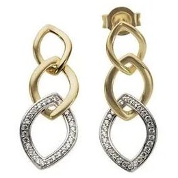 Paar Ohrstecker Firetti "Schmuck Geschenk Gold 585 Ohrschmuck Rautenoptik", gold (gelbgoldfarben, weißgoldfarben), Ohrringe, Damen, 0,18 P2 = erkennbare Einschlüsse, Diamanten Gelbgold 585 Weißgold 585, Diamanten, Gelbgold 585, Weißgold 585, mit Brillant - Krappenfassung