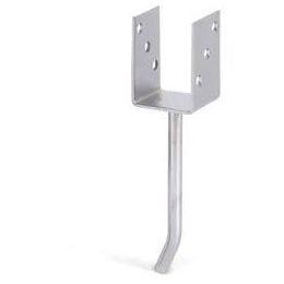 GAH Alberts U-Pfostenträger ALBERTS, silber (silberfarben), B:7,1cm, Edelstahl, Bodenanker, mit Betonanker aus Rundstahl, Breite 71 mm, Länge Betonanker 200 mm