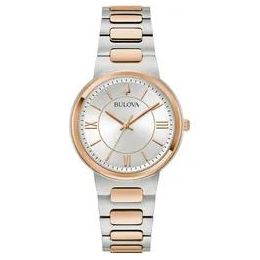 Quarzuhr Bulova, silberfarben, roségoldfarben, silberfarben, Armbanduhren, Damen, Armbanduhr, Damenuhr, Edelstahlarmband, analog