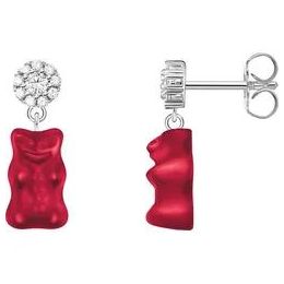 Paar Ohrstecker Thomas Sabo "Thomas Sabo x HARIBO: Ohrstecker mit Goldb&auml;r", rot (silberfarben, rot, kristallwei&szlig;, rot, kristallwei&szlig;), Ohrringe, Damen, Silber 925 (recycelt), mit Kristallglas, Zirkonia (synth.)