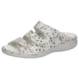 Waldläufer Pantolette WALDLÄUFER "Gunna", Damen, Gr. 6 (39), weiß (sanftes weiß kombiniert), Nubukleder, metallic, Schuhe, Keilabsatz, Sommerschuh, Schlappen in bequemer Schuhweite G