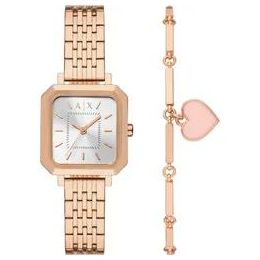 Giorgio Armani Quarzuhr ARMANI EXCHANGE, gold (roségoldfarben, silberfarben), Armbanduhren, Damen, Armbanduhr, Damenuhr, Edelstahlarmband, Ideal auch als Geschenk