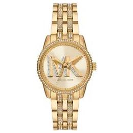 Quarzuhr Michael Kors "BRYANT MK-Logo", gelbgoldfarben, Armbanduhren, Damen, Armbanduhr, Damenuhr, Edelstahlarmband, analog, Glassteine